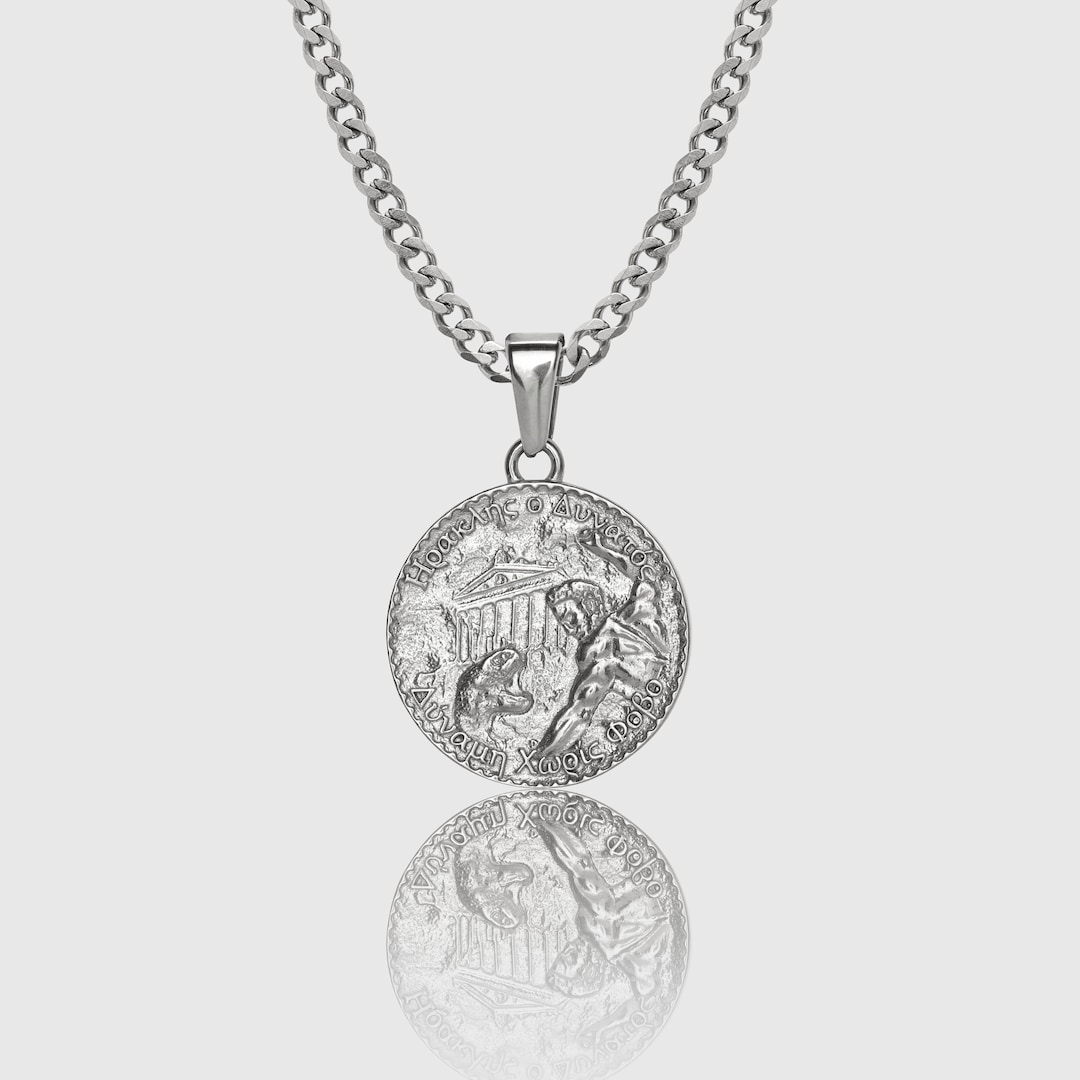 Silver Hercules Double Sided Coin Pendant - Etsy