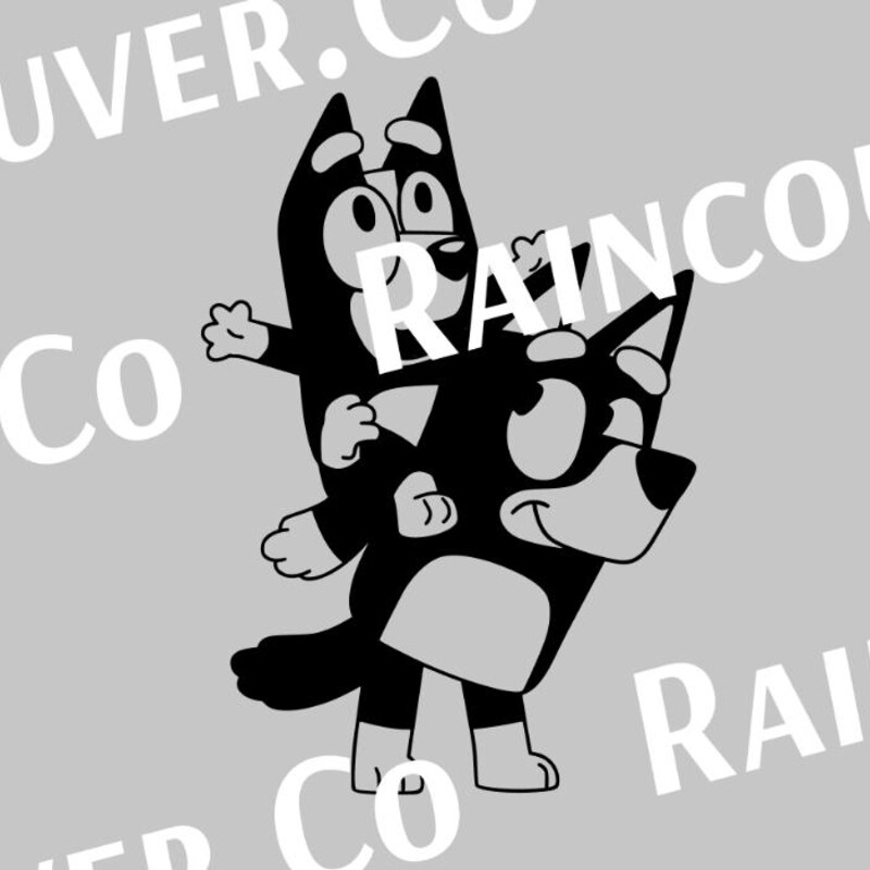 Bluey Black and White Clipart - Etsy