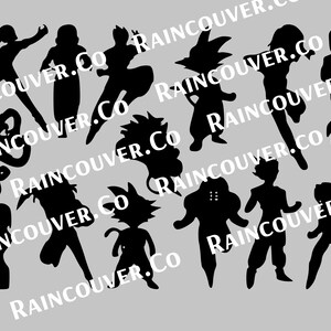 Dragon Ball Z Silhouette Vector Pack | SVG, PNG | Goku, Krillin ...