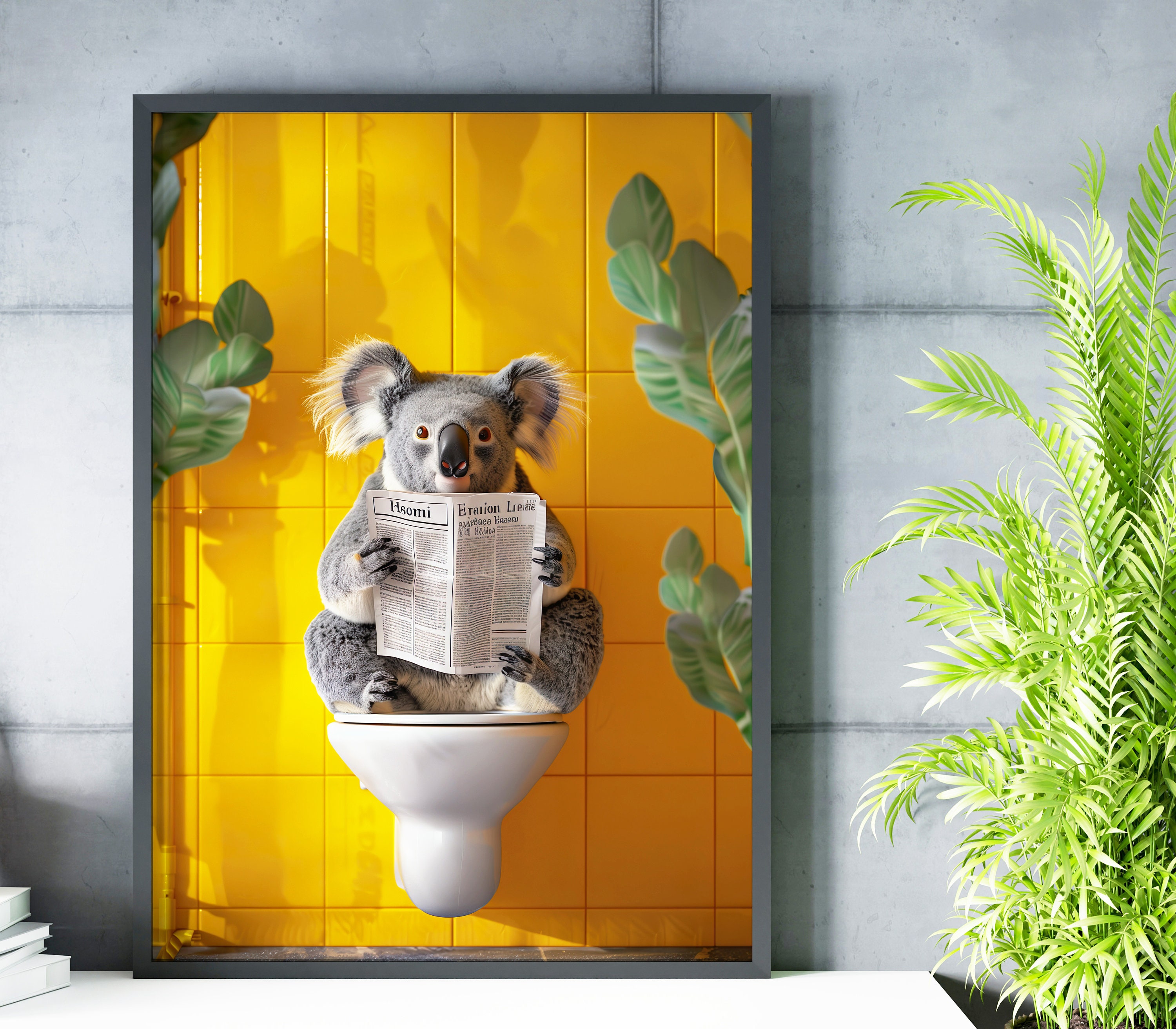 Koala Reading on Toilet Bathroom Print, Funny Posters Bathroom Wall Art ...