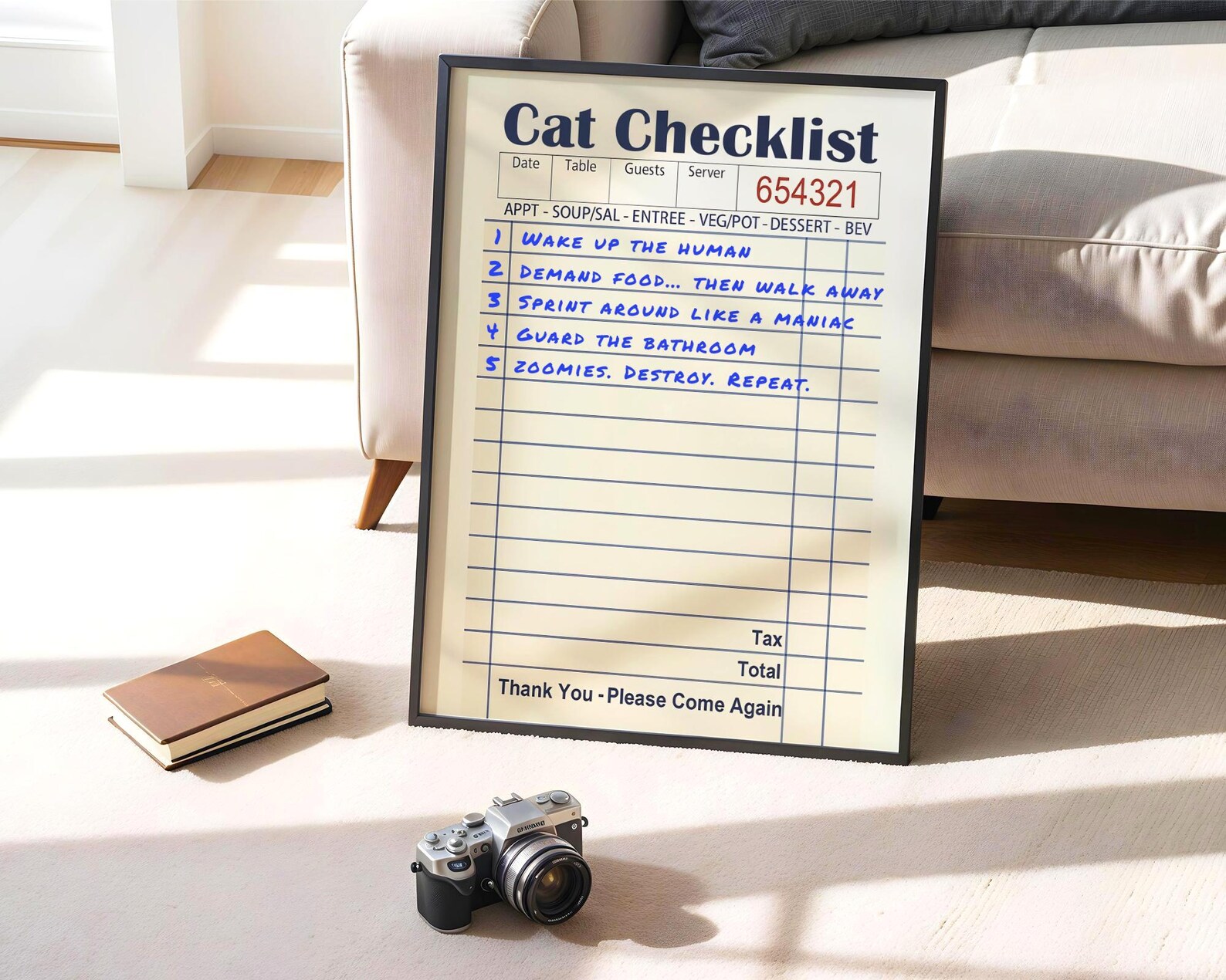 Funny Cat Checklist Print: Sassy Cat Routine Poster (digital Download ...
