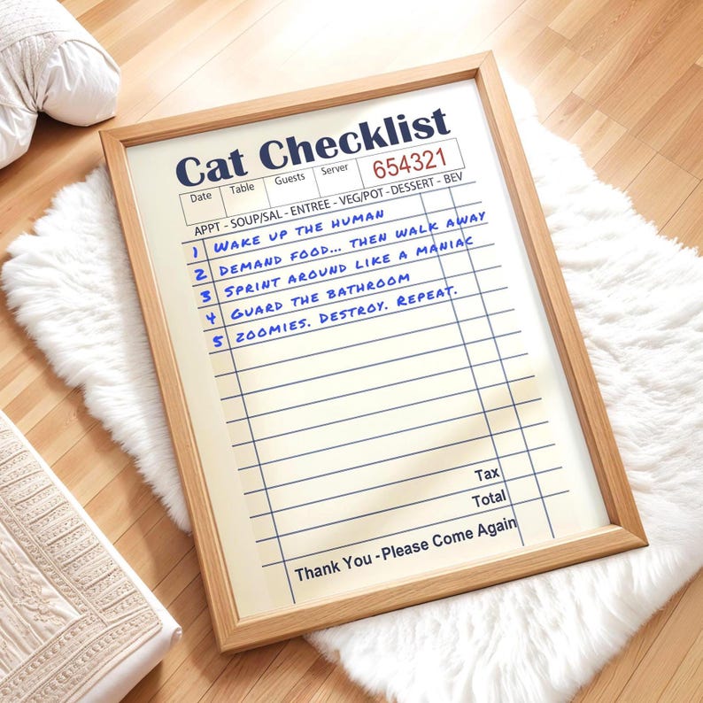 Funny Cat Checklist Print: Sassy Cat Routine Poster (digital Download ...