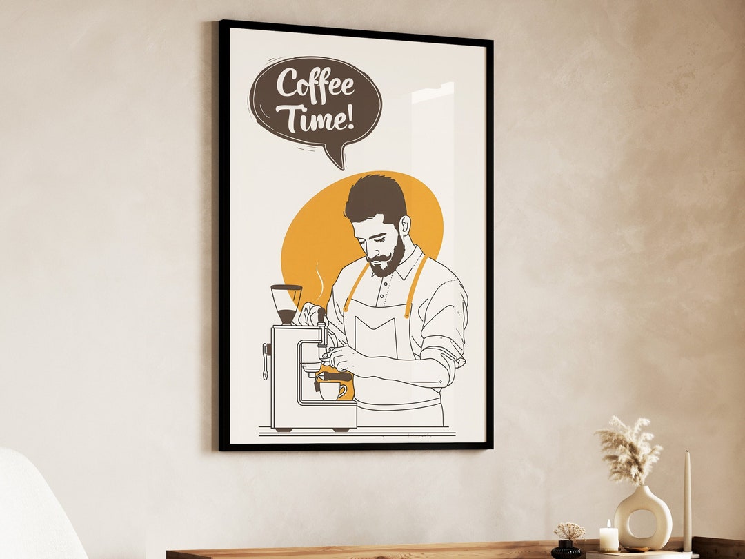 Barista Print, Coffee Line Art, Coffee Wall Art, Coffee Print, Trendy ...