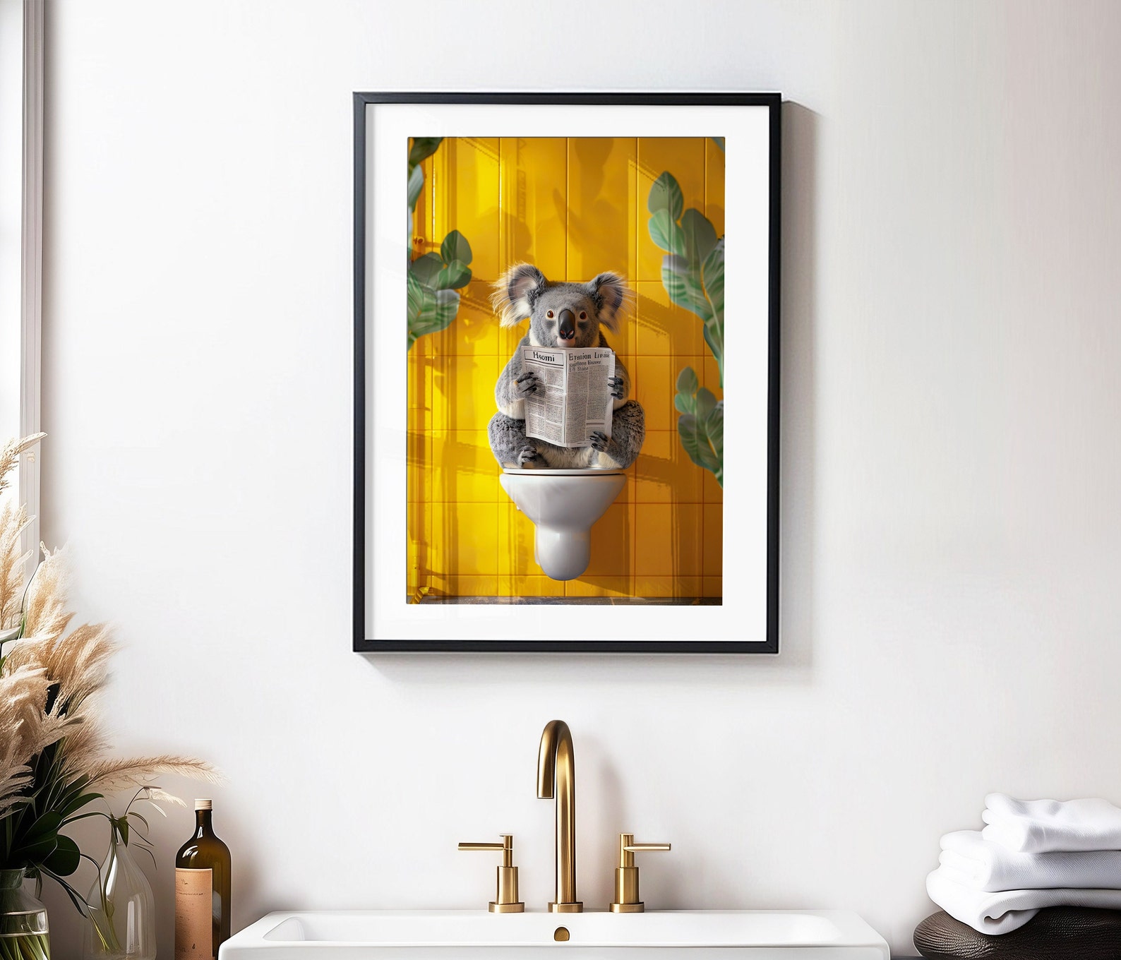Koala Reading on Toilet Bathroom Print, Funny Posters Bathroom Wall Art ...