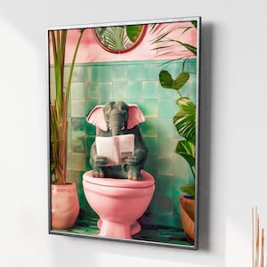 Elephant Bathroom Print Funny Bathroom Wall Decor Toilet Wall Art ...