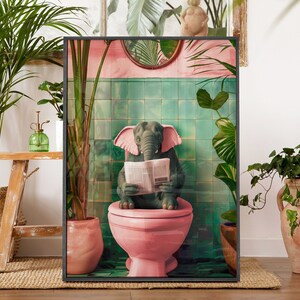 Elephant Bathroom Print Funny Bathroom Wall Decor Toilet Wall Art ...