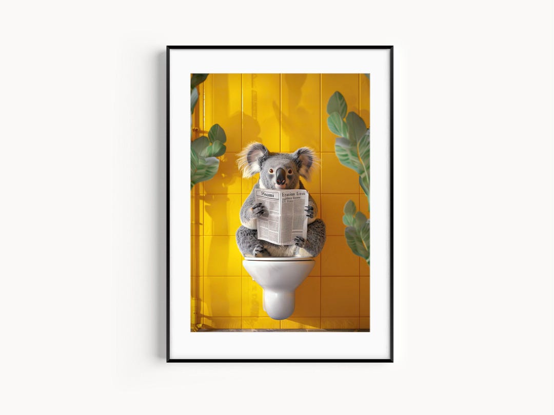Koala Bathroom Wall Art Print, Maximalist Wall Art, Funny Bathroom ...