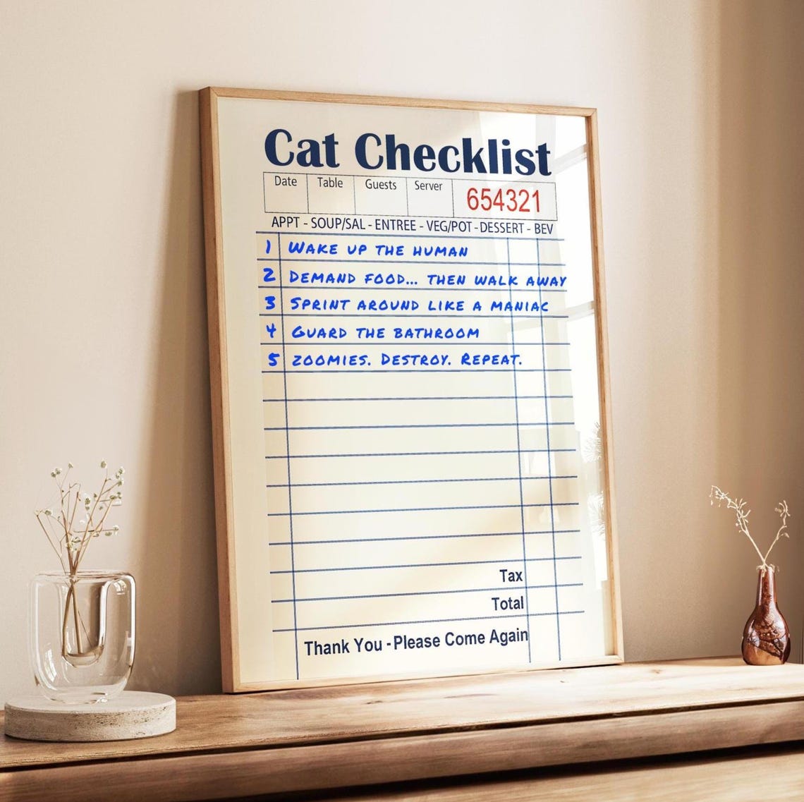Funny Cat Checklist Print: Sassy Cat Routine Poster (digital Download ...