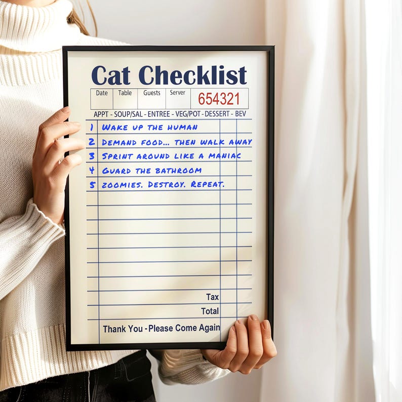 Funny Cat Checklist Print: Sassy Cat Routine Poster (digital Download ...