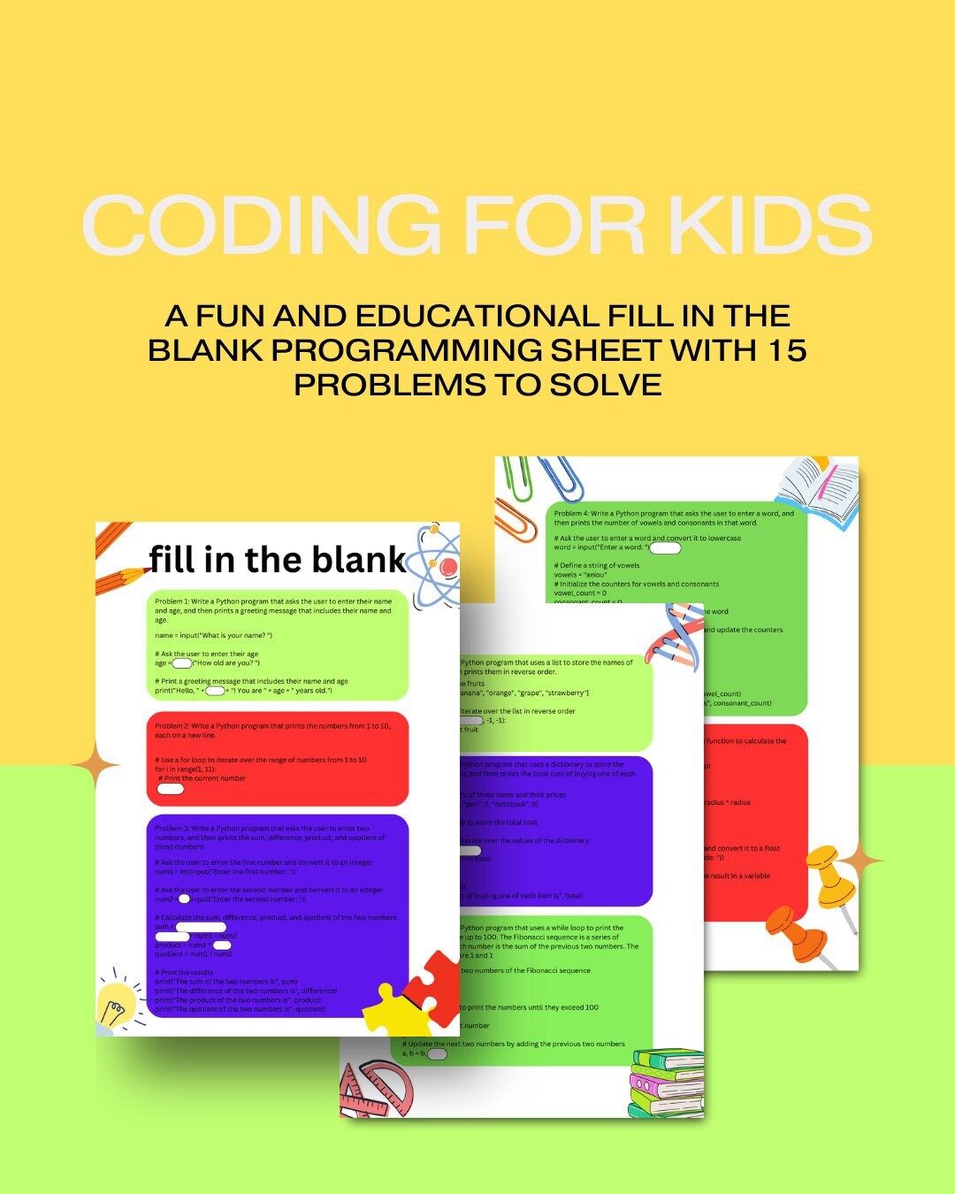 Coding for Kids: A Fun and Educational Fill in the Blank Programming ...