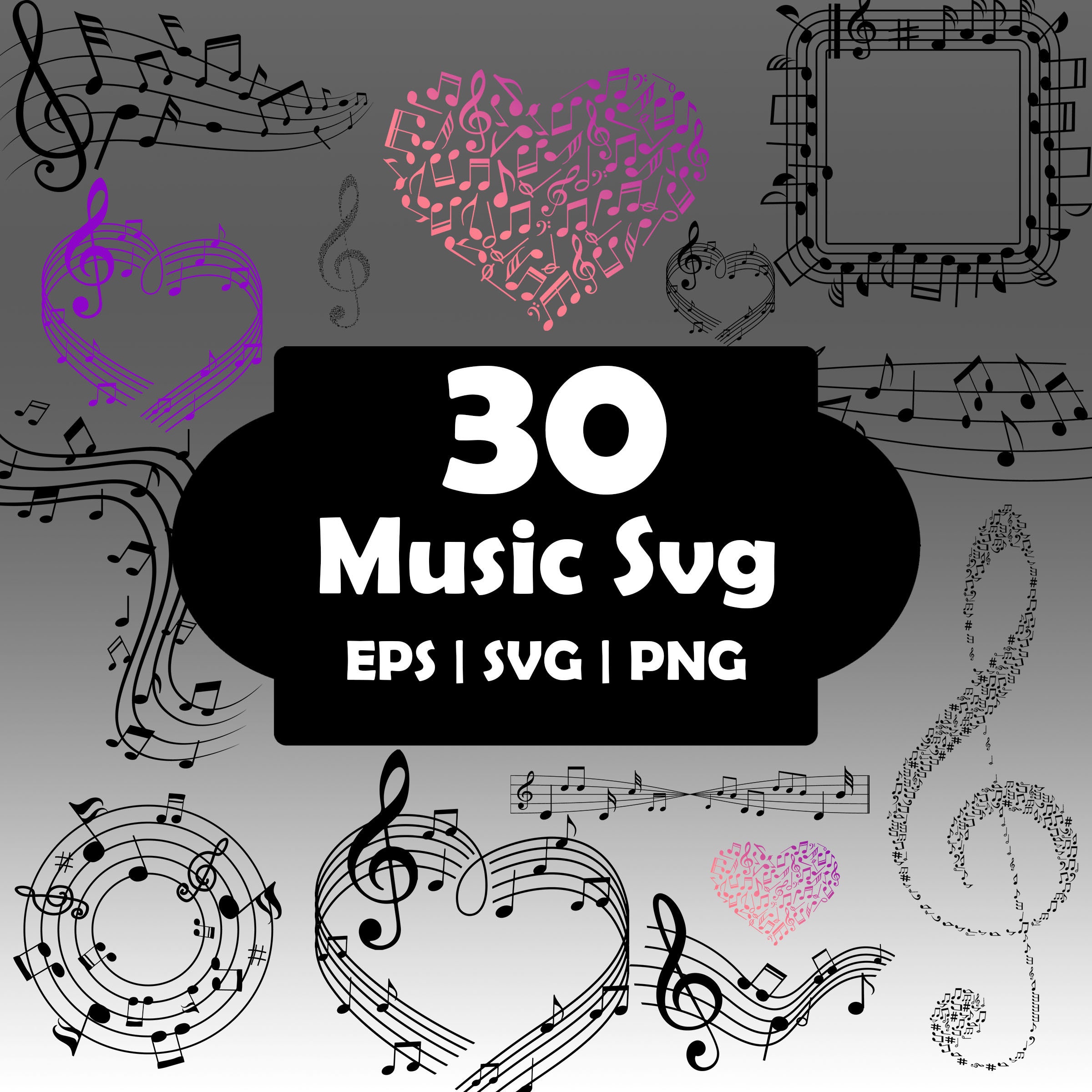 MUSIC NOTES SVG Music Notes Bundle Svg Music Notes Clipart Music Notes ...