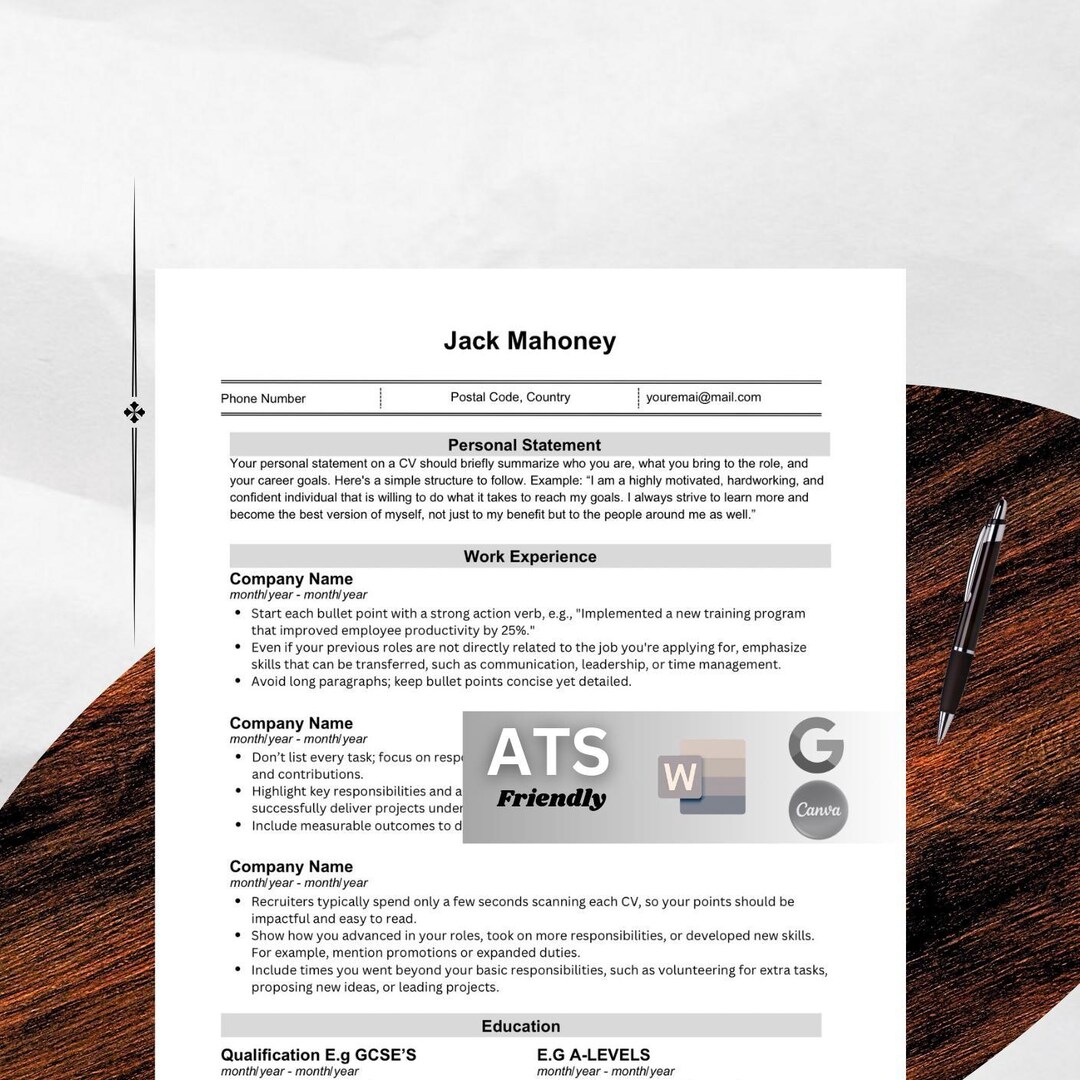 Resume Template With Cover Letter | 1 & 2 Page Cvs | Minimalist Design ...