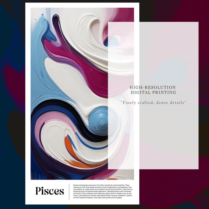 Pisces Zodiac Sign Colors Digital Wall Art, High Quality Print, Zodiac ...