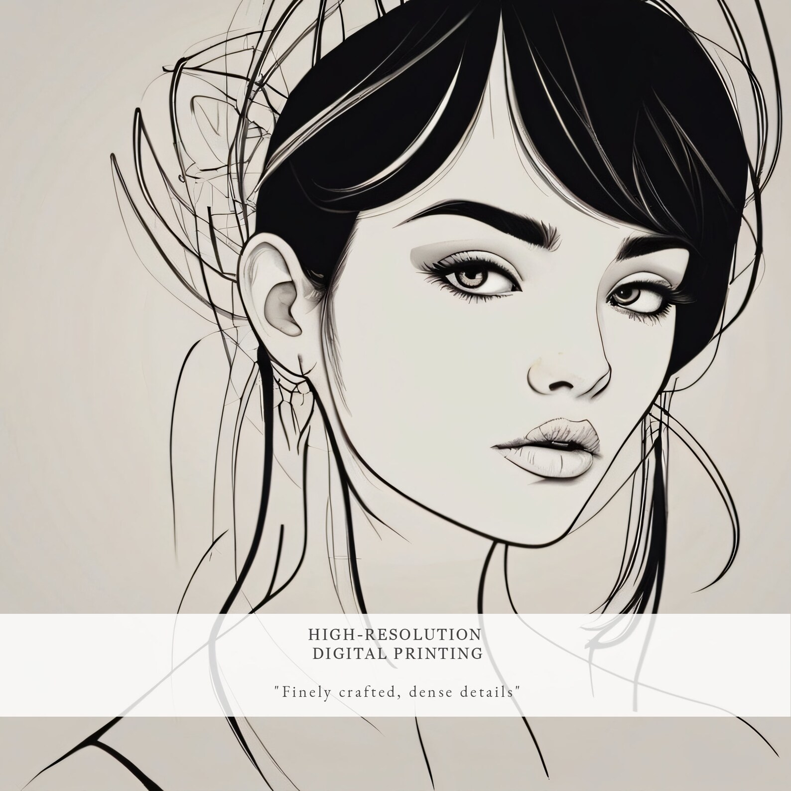 Customizable Cartoon Female Figure Digital Art for Home Decor Bauhaus ...