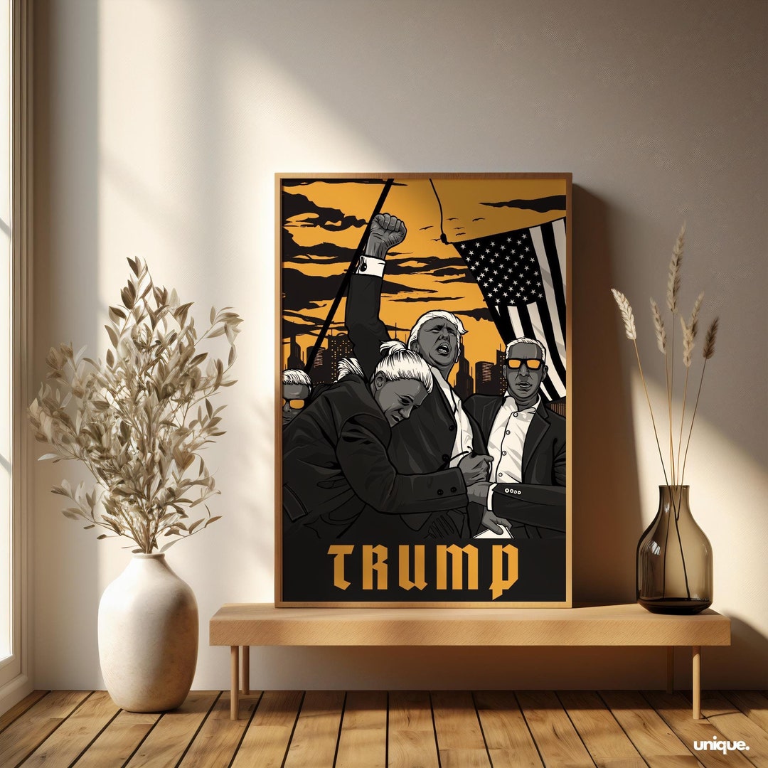 Yellow Pink Trump 2024, MAGA Supporter Election 2024 Graphic PNG Wall ...