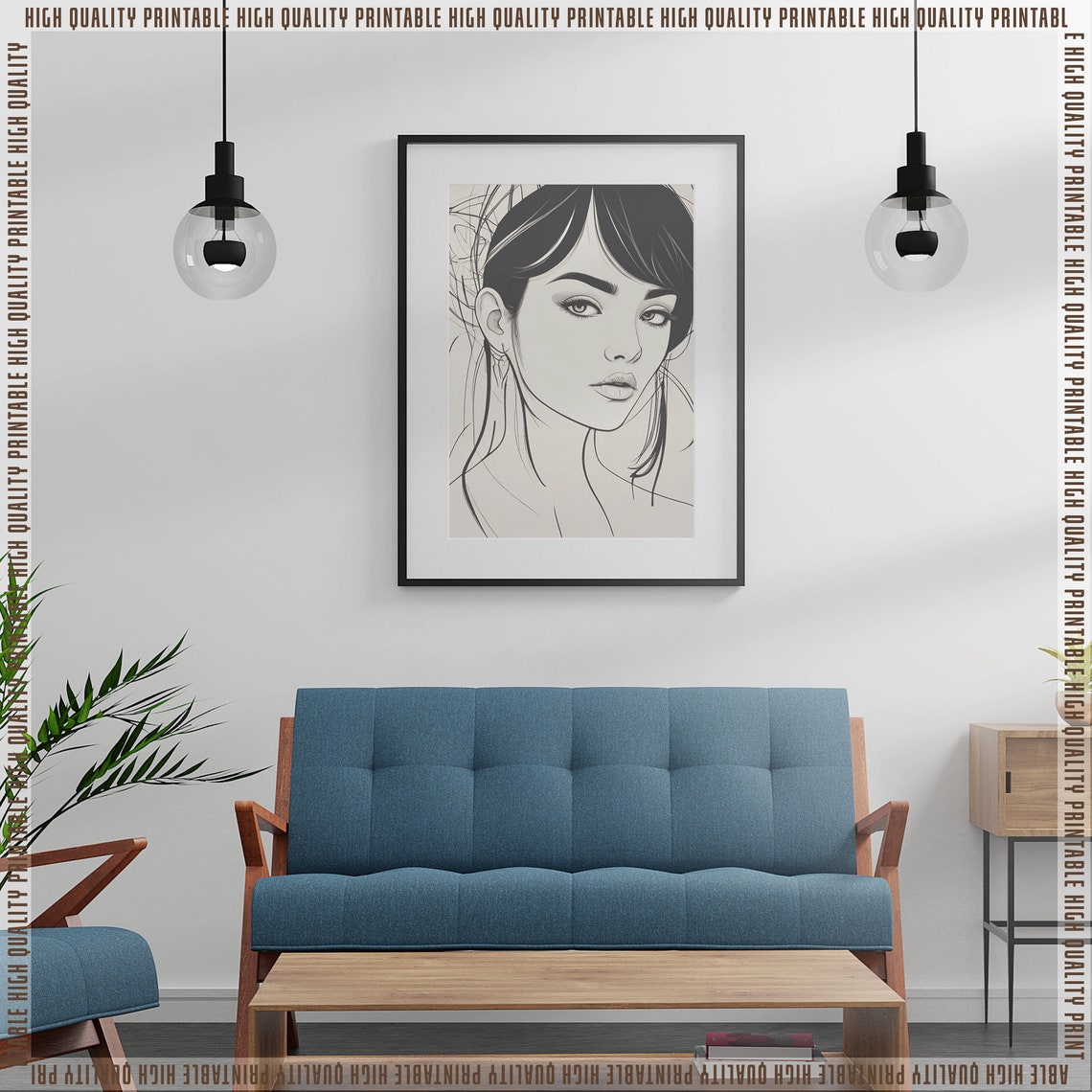Customizable Cartoon Female Figure Digital Art for Home Decor Bauhaus ...