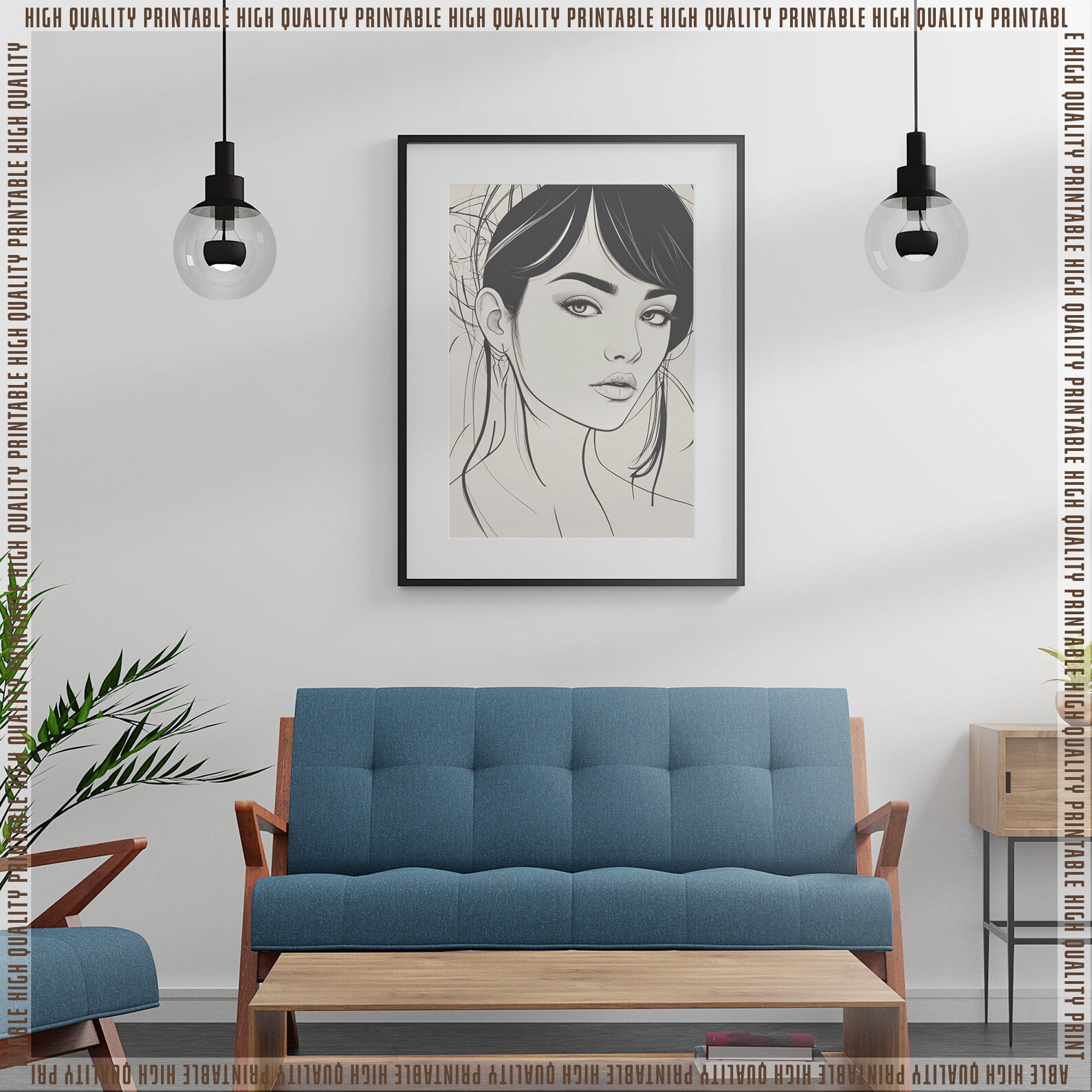 Customizable Cartoon Female Figure Digital Art for Home Decor Bauhaus ...