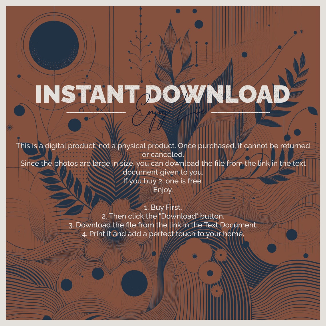 Flower Line Design Abstract Printable Wall Art , Home Decoration ...