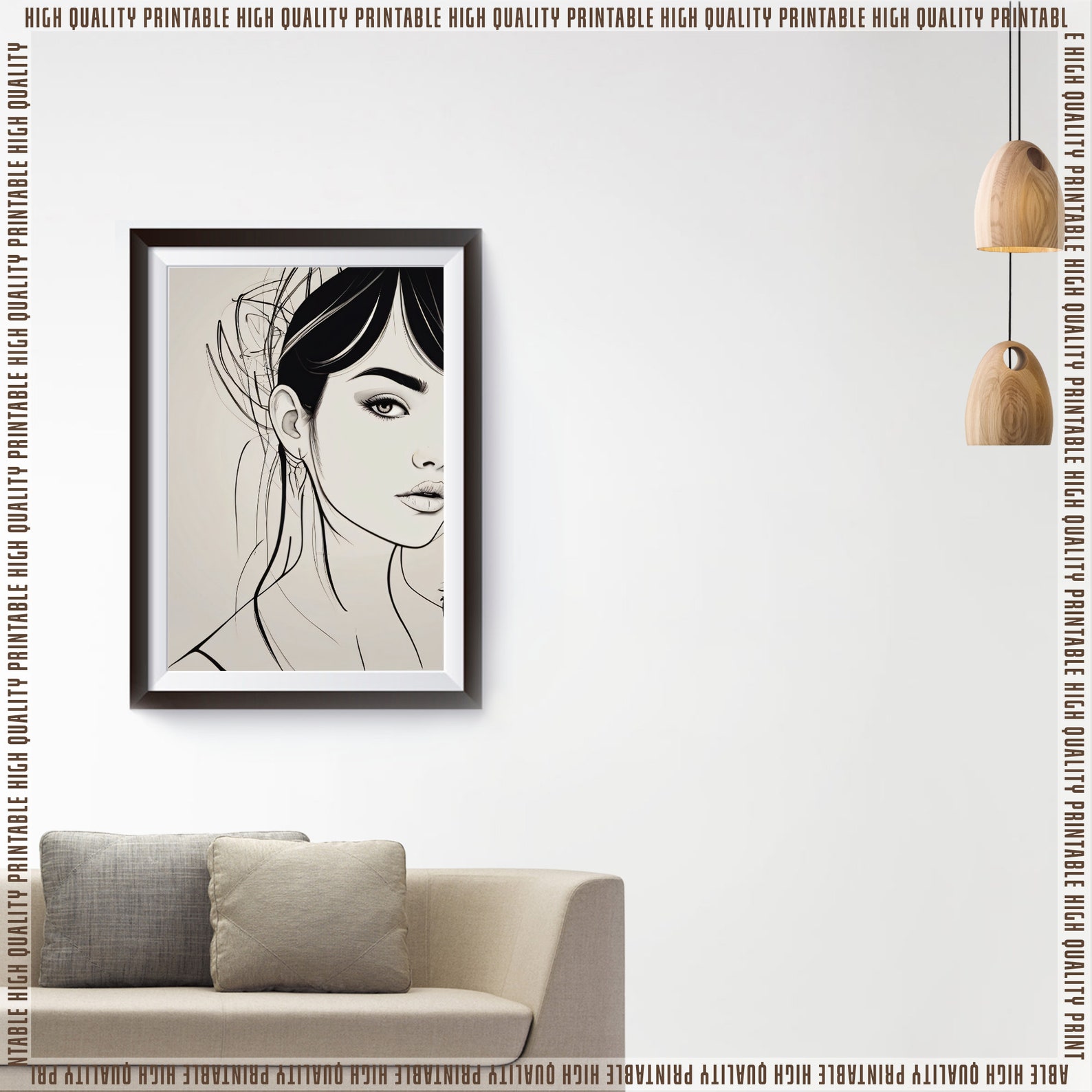 Customizable Cartoon Female Figure Digital Art for Home Decor Bauhaus ...