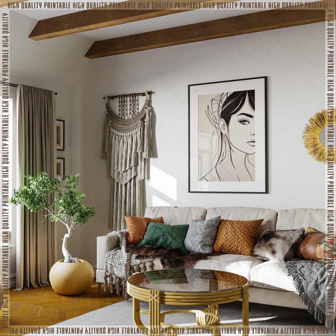 Customizable Cartoon Female Figure Digital Art for Home Decor Bauhaus ...