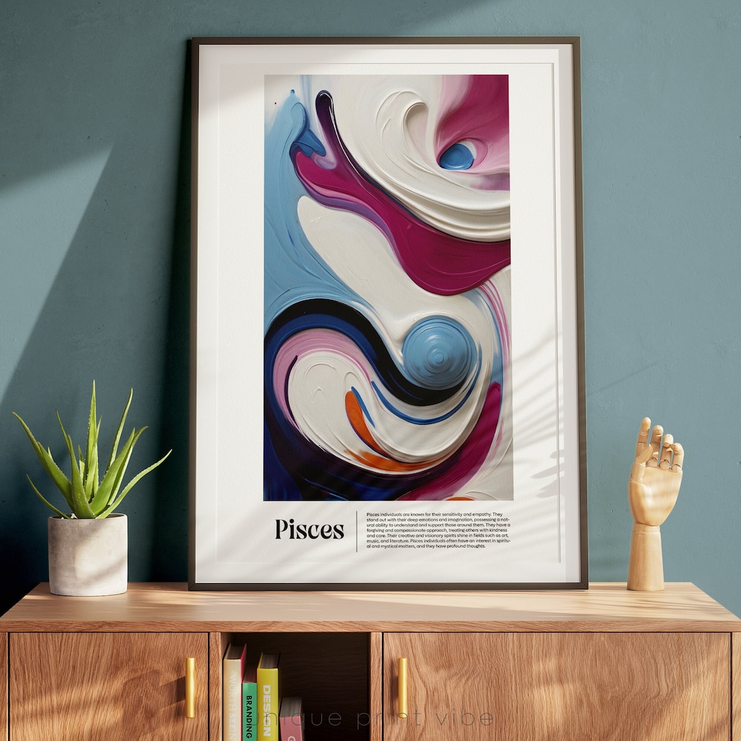 Pisces Zodiac Sign Colors Digital Wall Art, High Quality Print, Zodiac ...