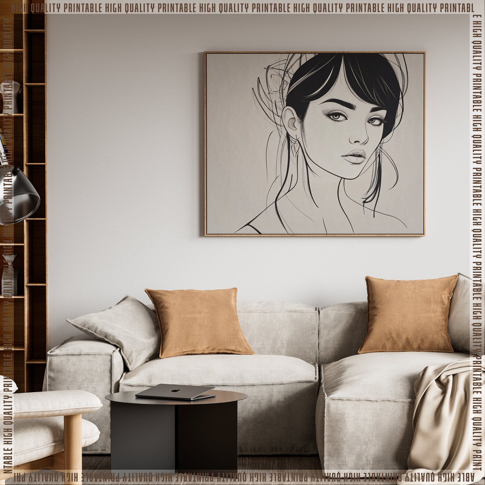 Customizable Cartoon Female Figure Digital Art for Home Decor Bauhaus ...
