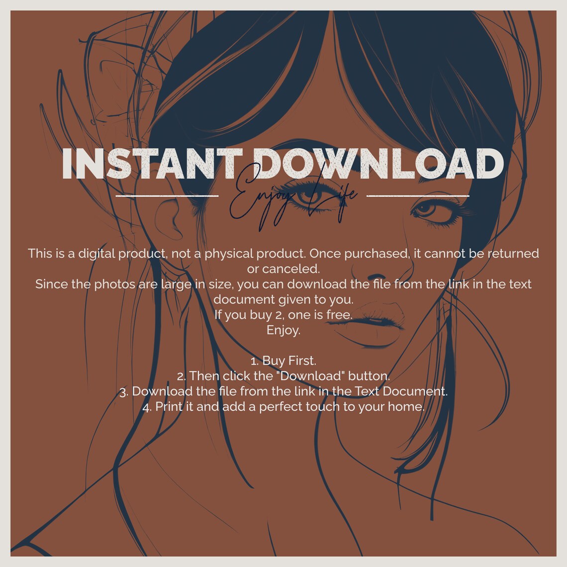 Customizable Cartoon Female Figure Digital Art for Home Decor Bauhaus ...