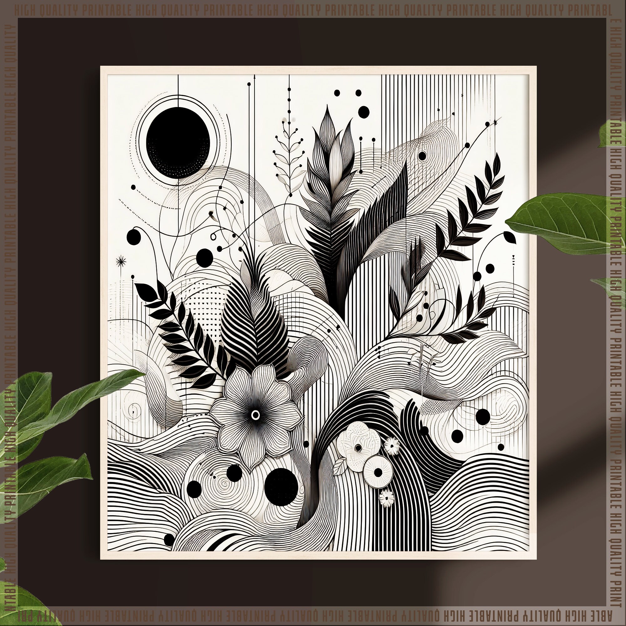 Flower Line Design Abstract Printable Wall Art , Home Decoration ...