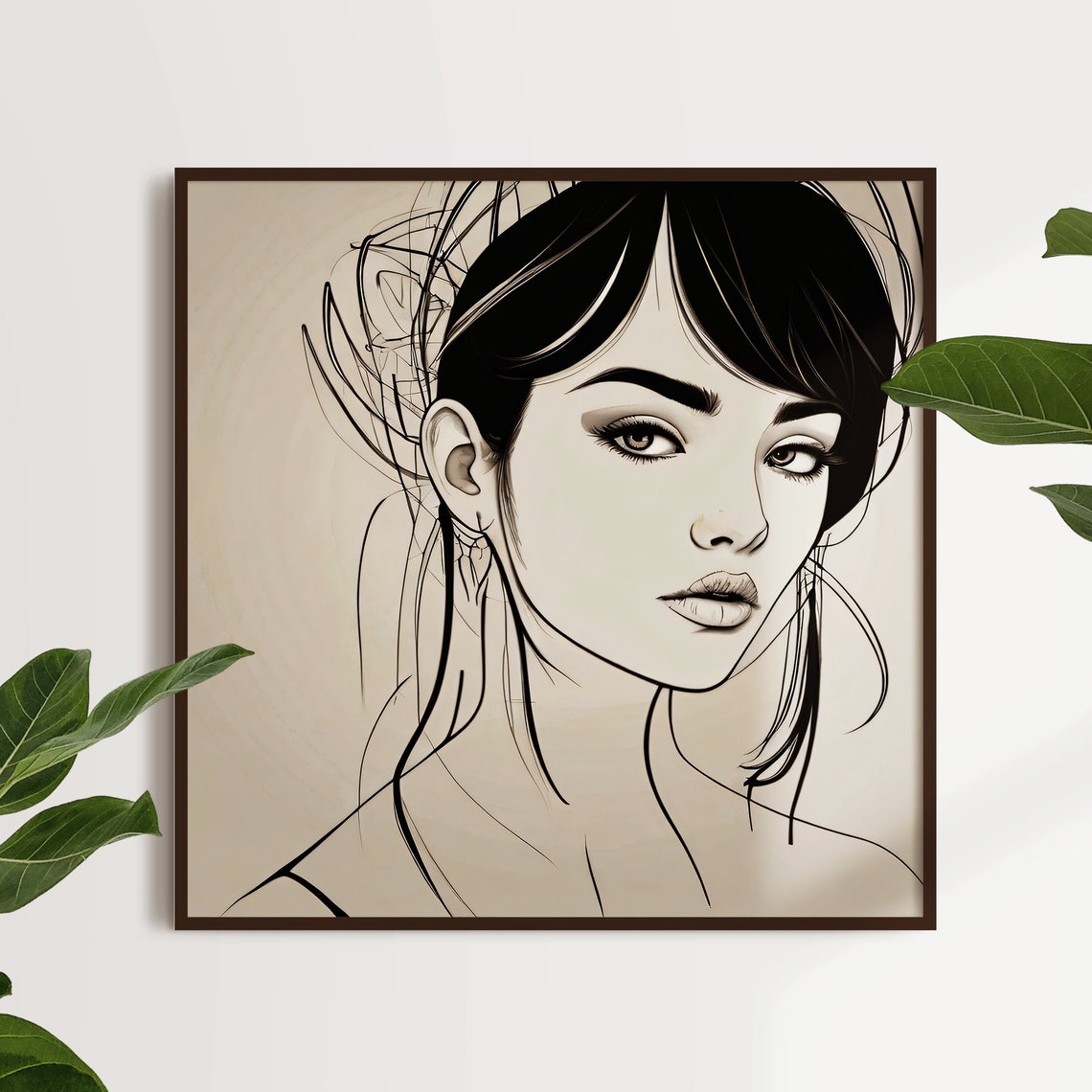 Customizable Cartoon Female Figure Digital Art for Home Decor Bauhaus ...