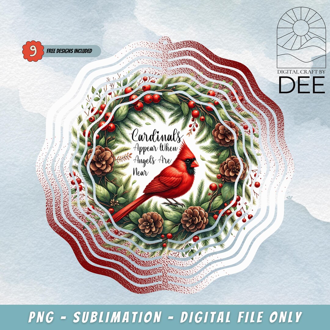 Red Cardinal Wind Spinner PNG, Cardinal Wind Spinner Sublimation Design ...