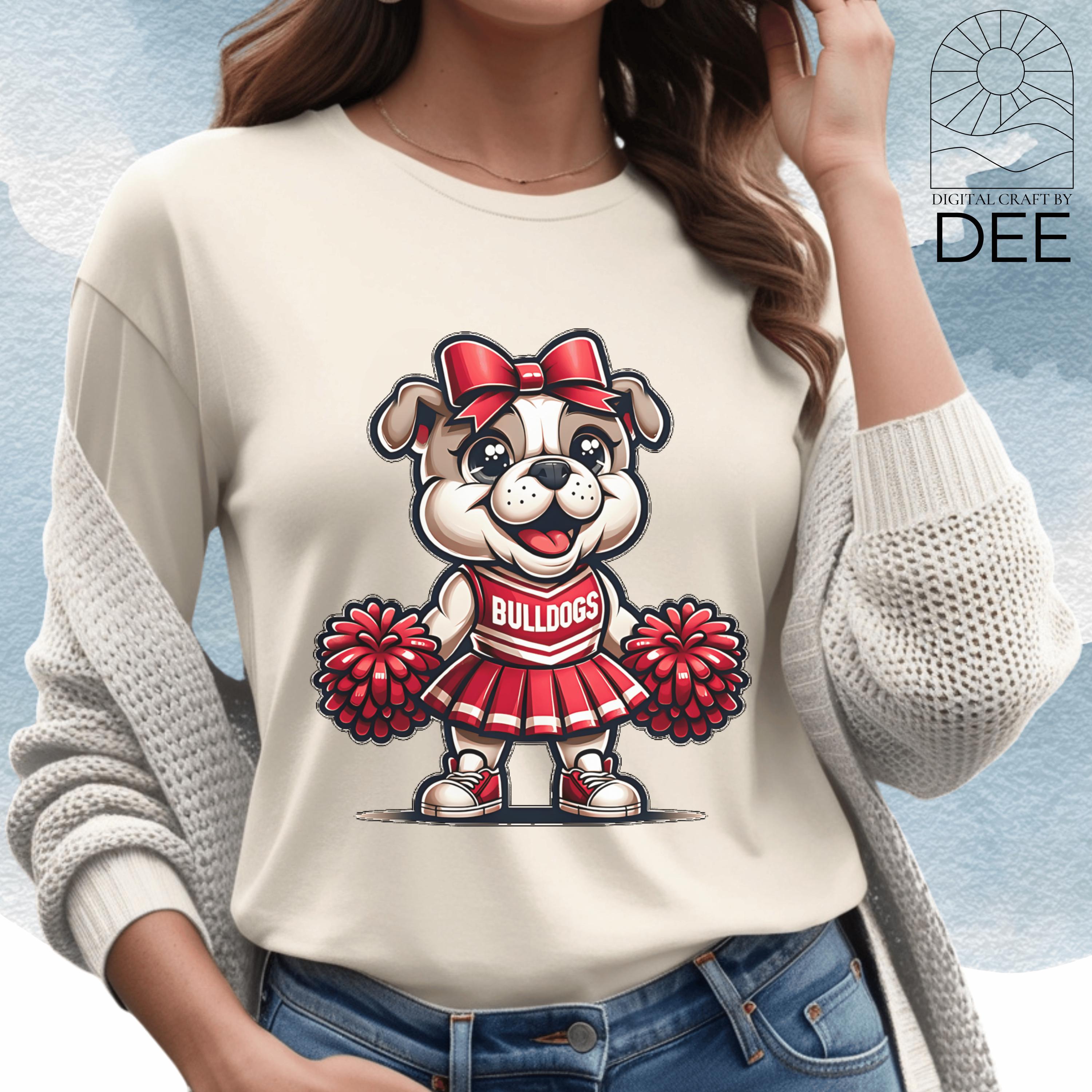 Grey Bulldog Mascot Red Cheerleader PNG, Bulldog Football, Red Bulldog ...