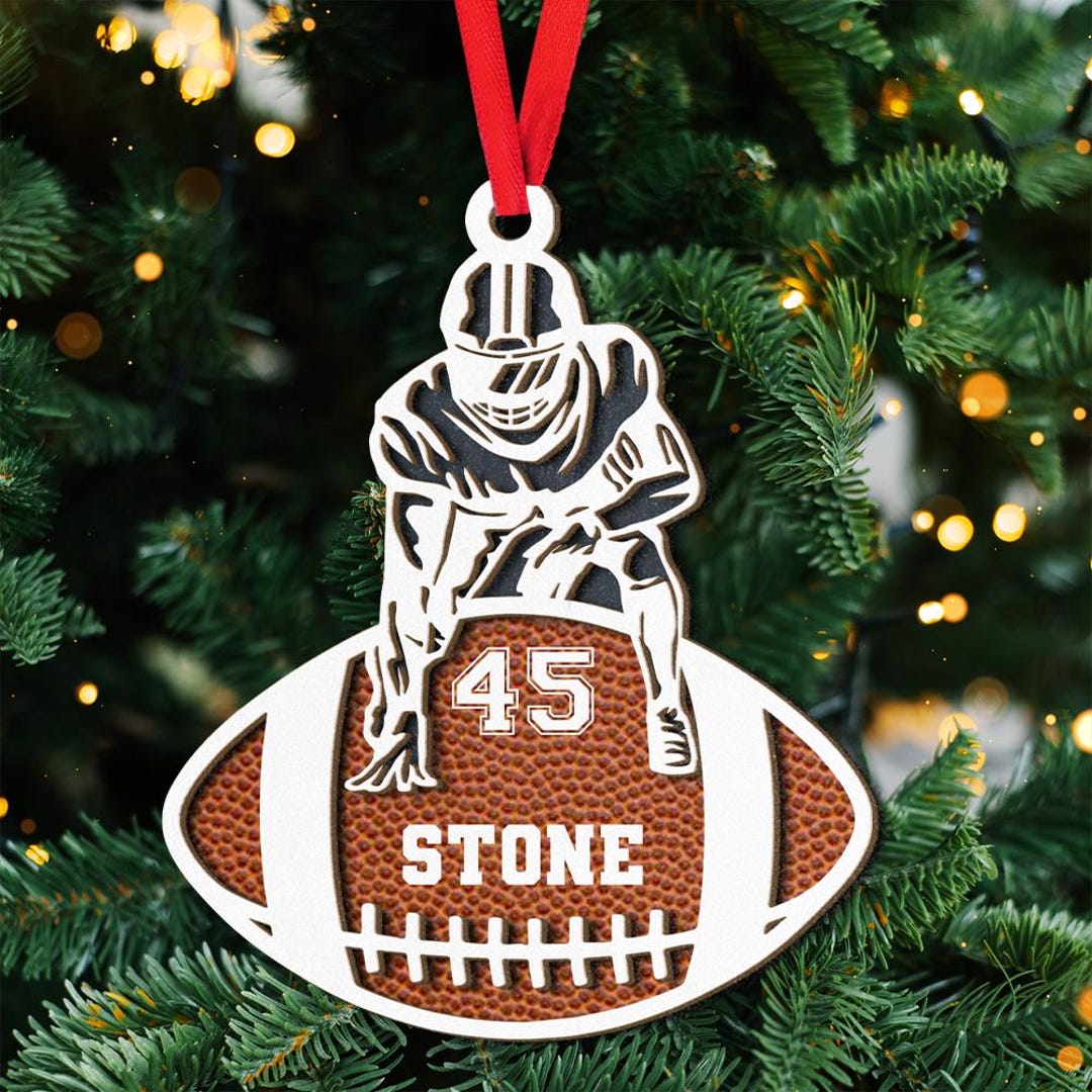 Personalized Football Player Ornament, Custom Name Number 2 Layered ...