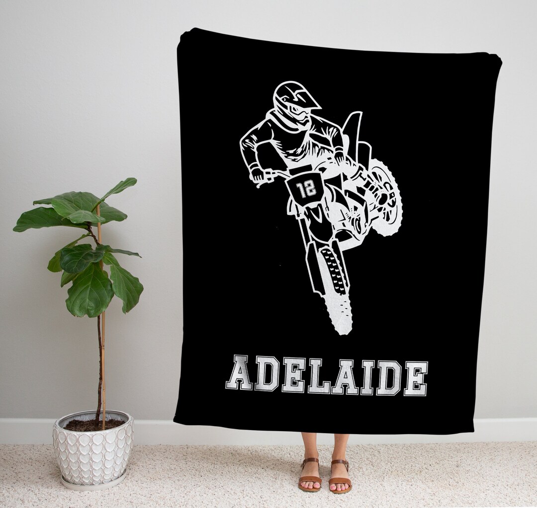 Personalized Motocross Blanket - Custom Name and Number Soft, Cozy ...