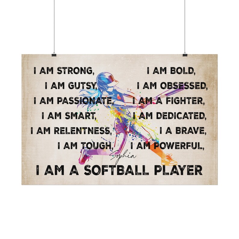 Personalized Softball Wall Art, I Am A Softball Player Posters/canvas ...