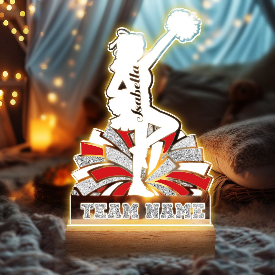 Personalized Cheerleading Girl LED Night Light - Custom Player Name ...