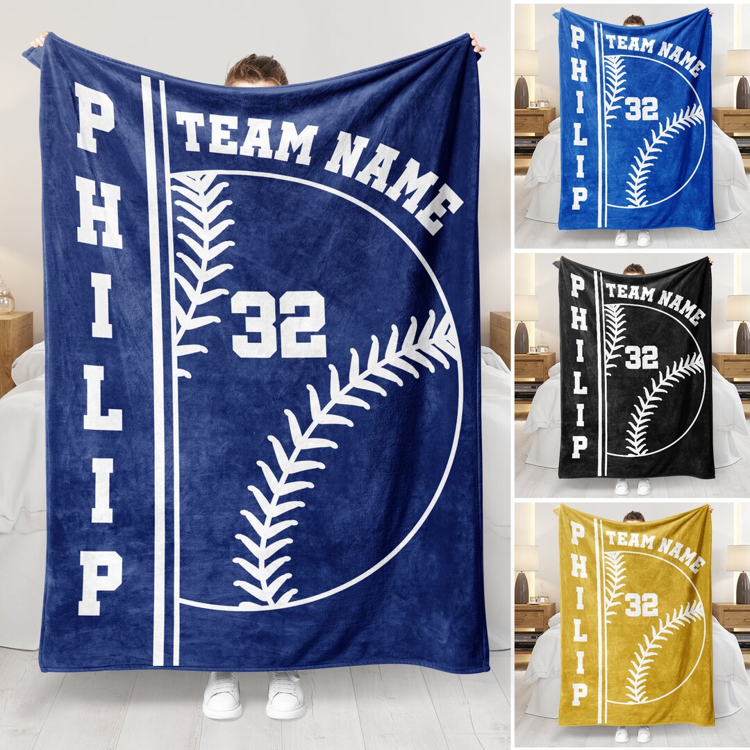 Personalized Baseball Team Blanket: Custom Name & Number Soft Sherpa ...