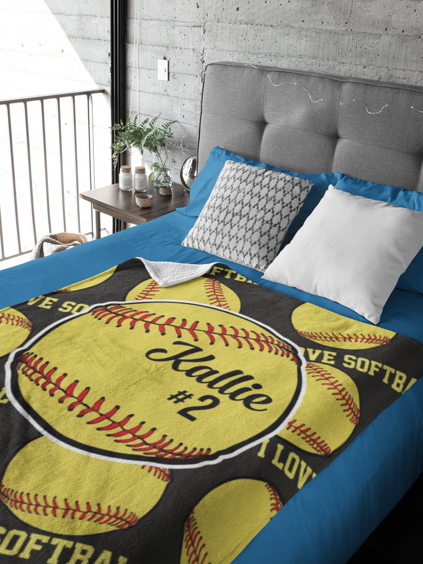 Personalized Softball Blanket Custom Name and Number Softball Gift ...