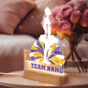 Personalized Cheerleading Girl LED Night Light - Custom Player Name ...