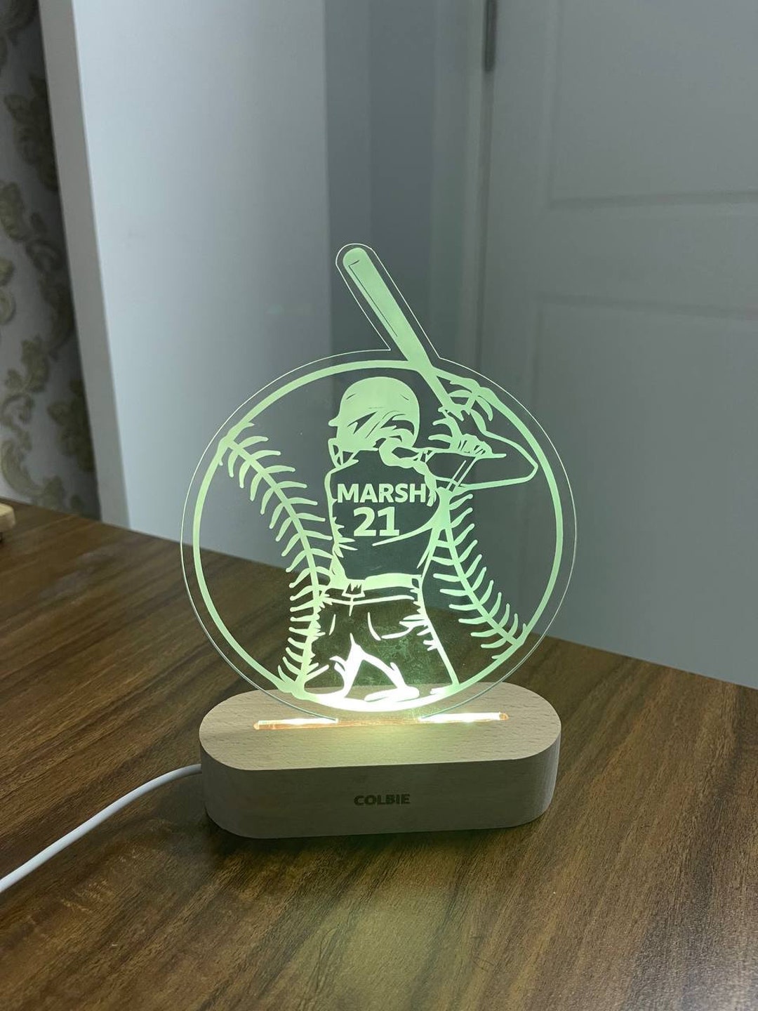Personalized Softball LED Night Light - Custom Name & Number Softball ...