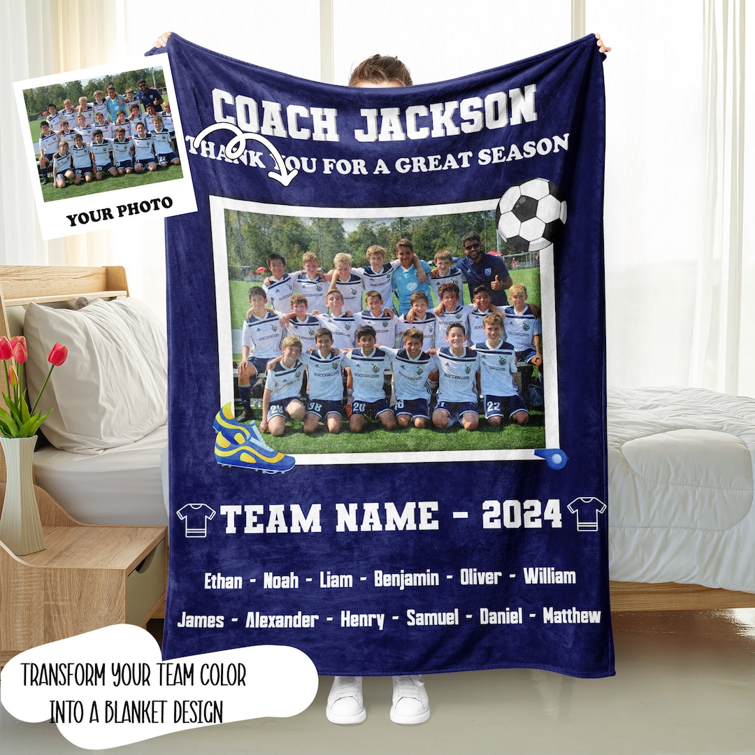 Personalized Soccer Coach Blanket - Upload Your Team Photo, Custom ...