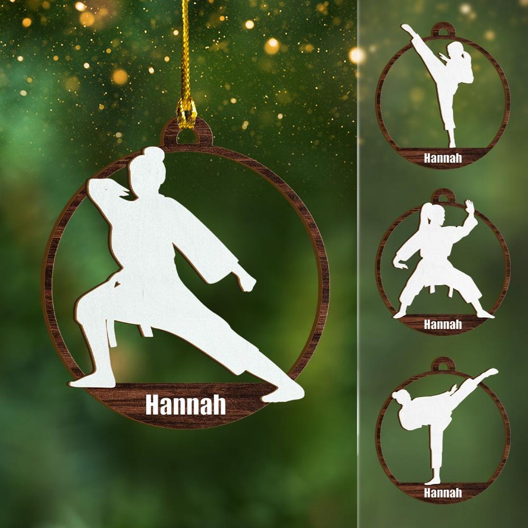 Personalized Karate Girl 2 Layer Laser Cut Wood Ornament, Taekwondo ...