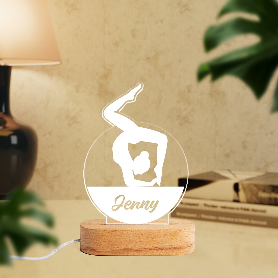 Personalized Gymnastics LED Night Light Custom Name Gymnastics Girl ...