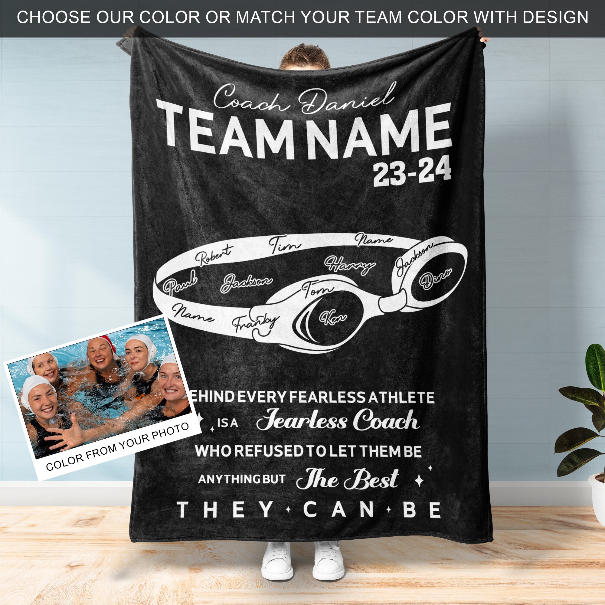 Personalized Swim Coach Blanket - Custom Coach Name, Team Name, Team ...