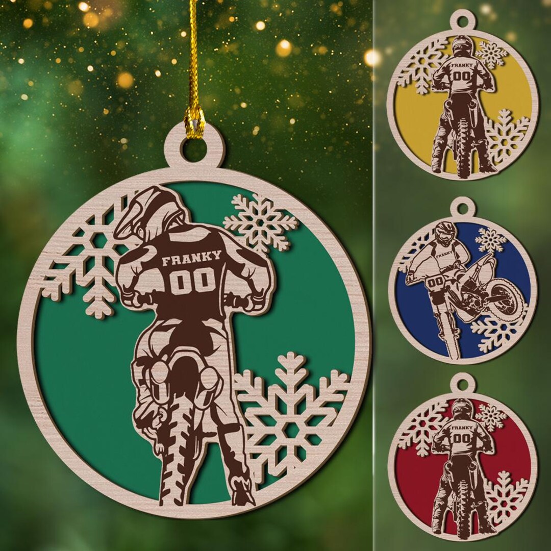 Personalized Motocross Ornament, Custom Name Dirt Bike Christmas Tree 2 ...