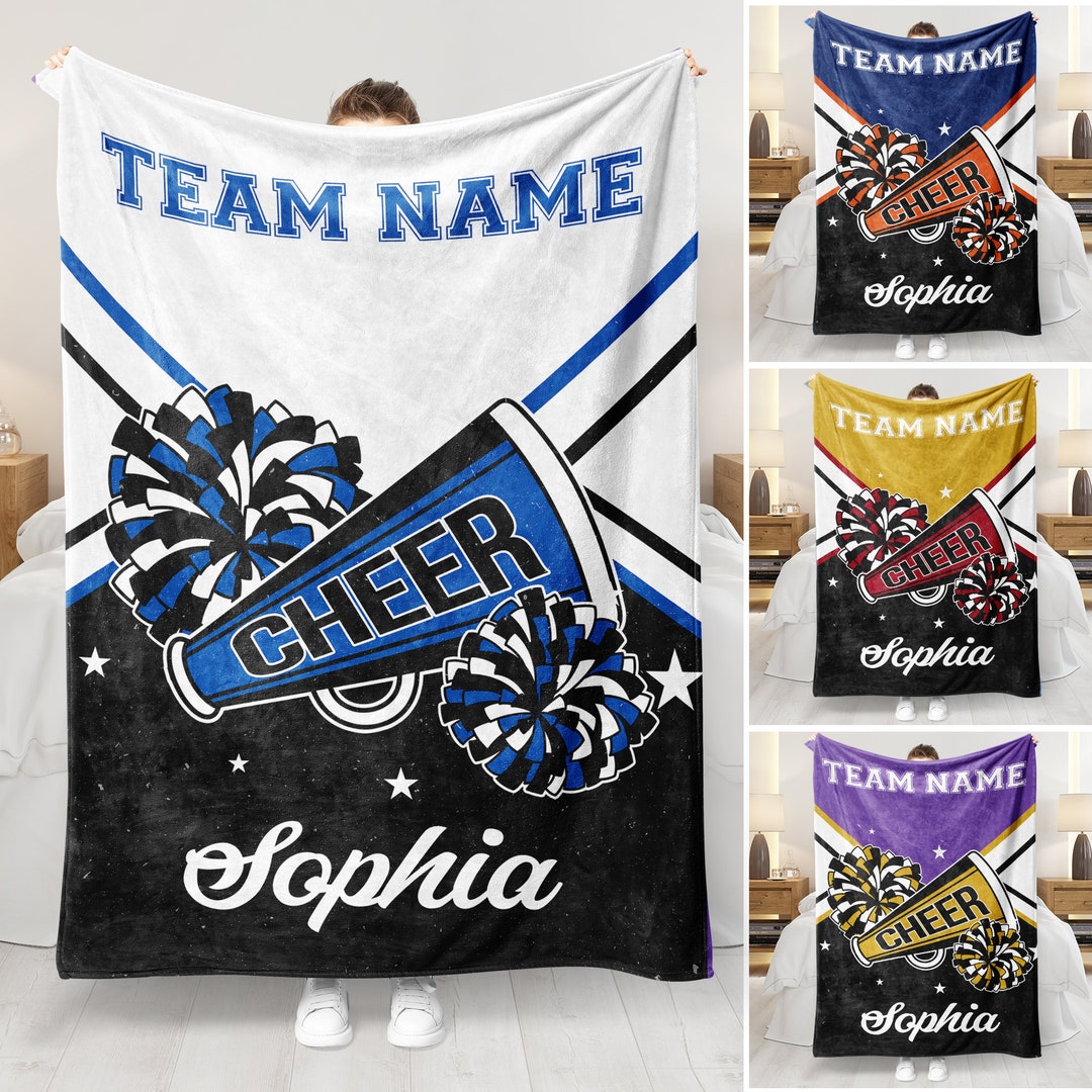 Personalized Cheerleading Blanket With Custom Name & Team Colors - Cozy ...