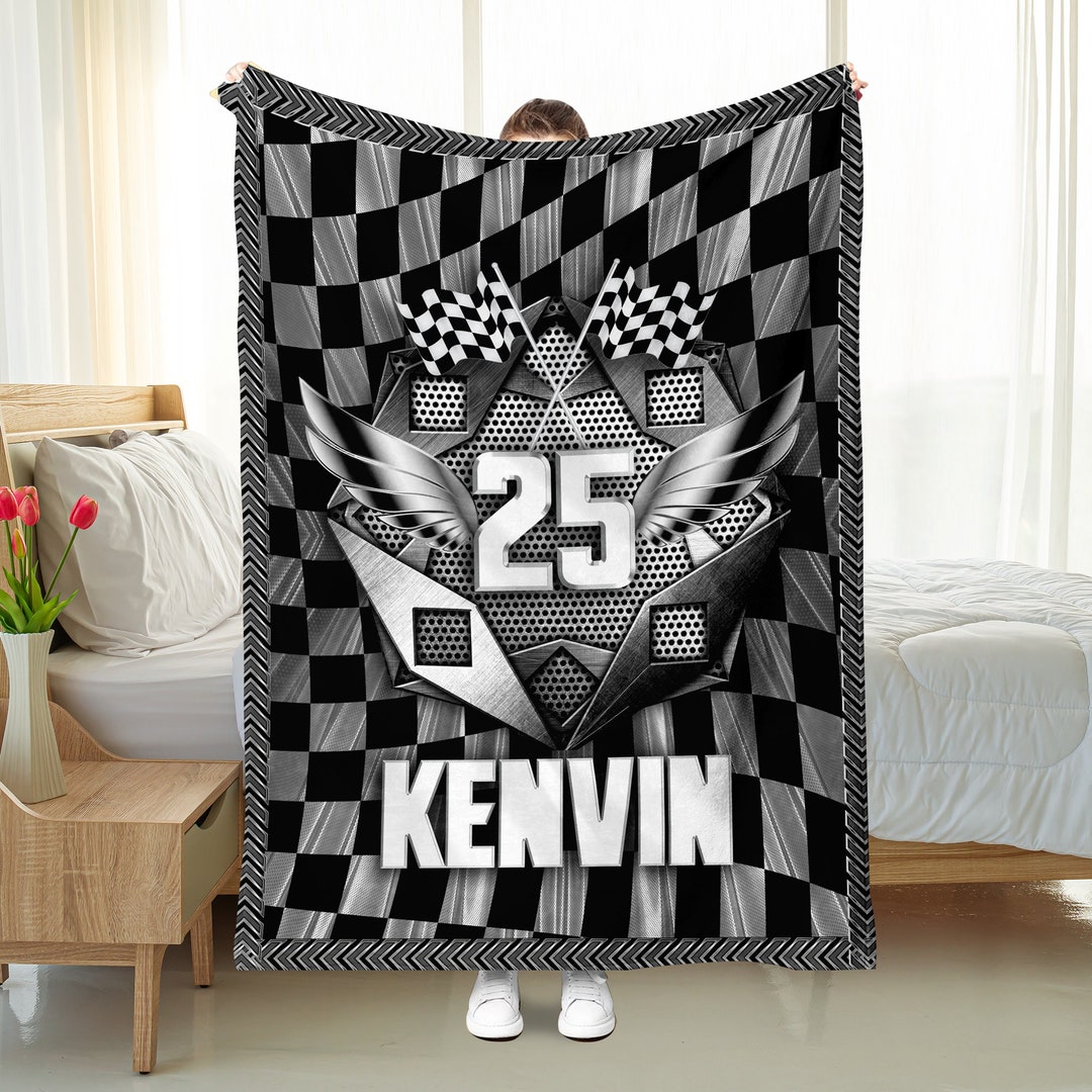 Personalized Racing Blanket - Custom Name and Number Soft, Cozy Throw ...