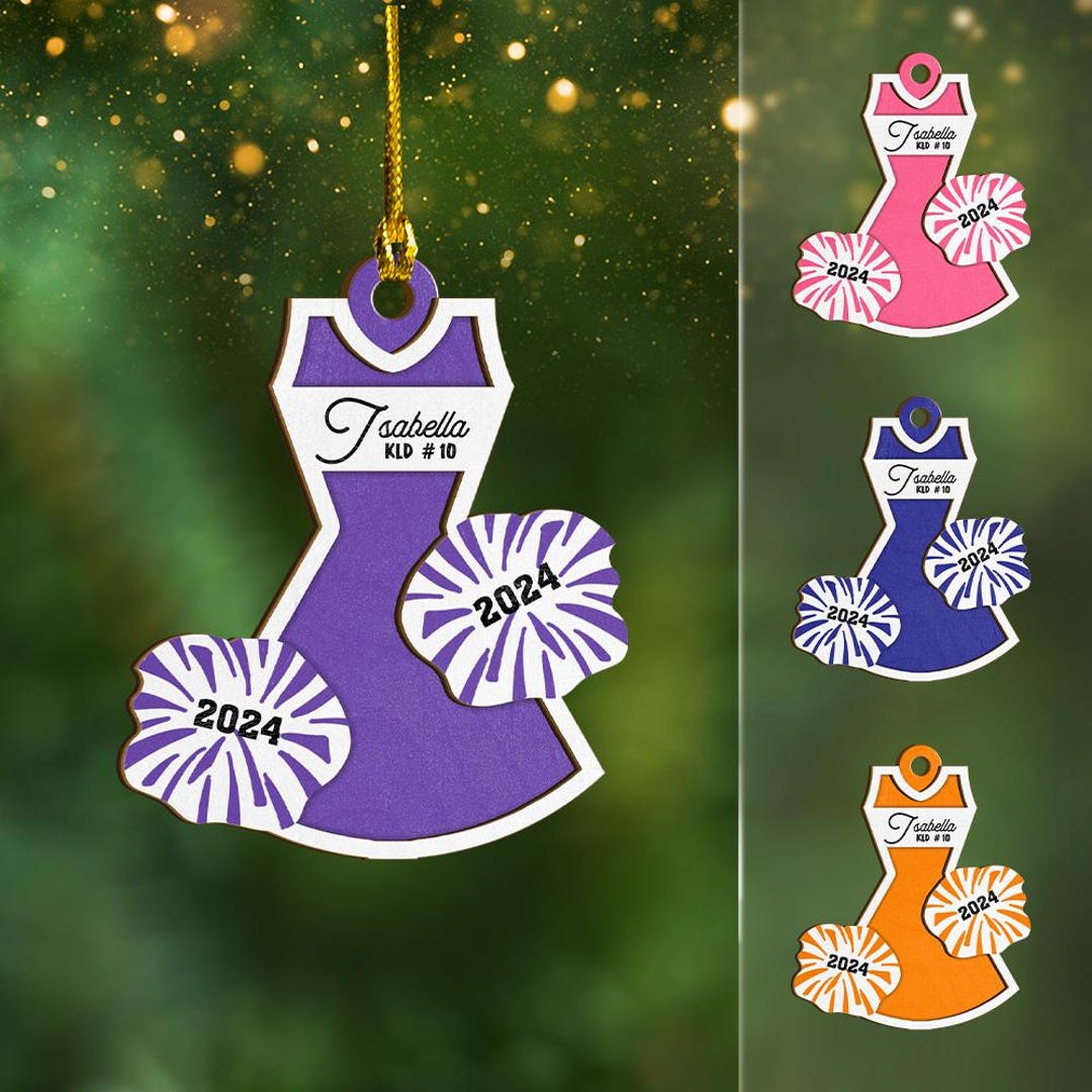 Personalized Cheerleading 2 Layer Laser Cut Wooden Ornament, Custom ...