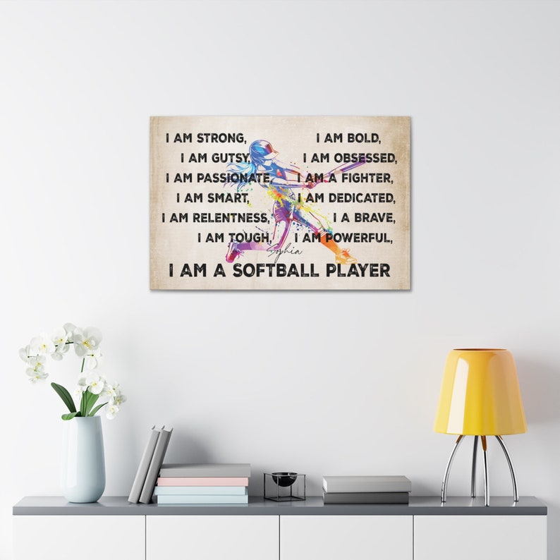 Personalized Softball Wall Art, I Am A Softball Player Posters/canvas ...