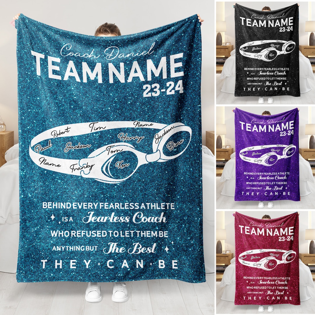 Personalized Swim Coach Blanket - Custom Coach Name, Team Name, Team ...