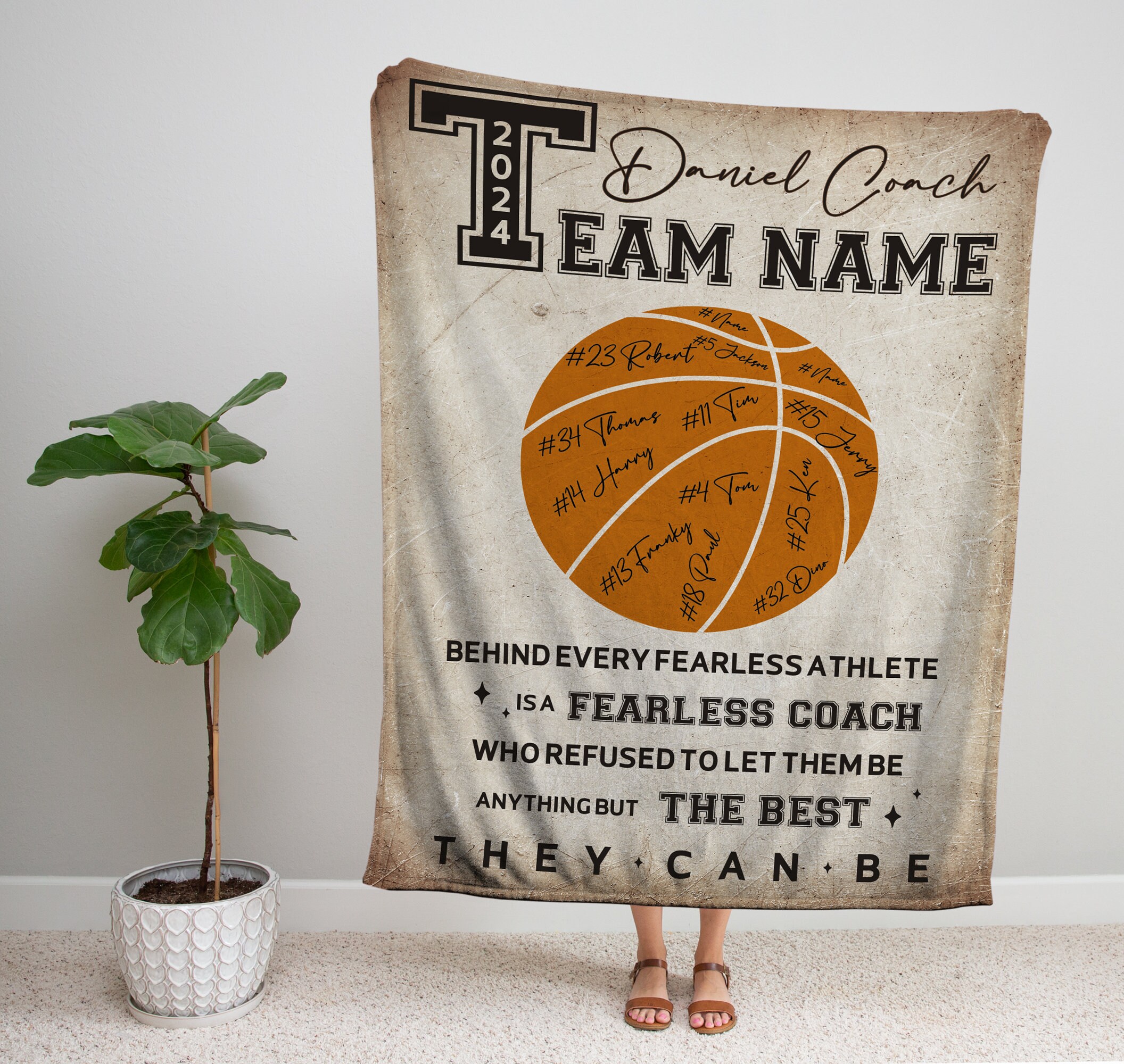 Personalized Basketball Coach Blanket - Custom Team Name, Color and ...